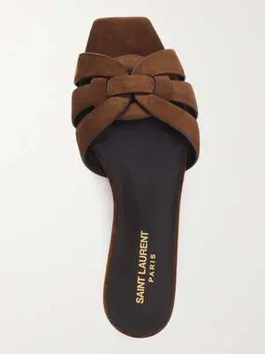 Saint Laurent Tribute Woven Suede Slides