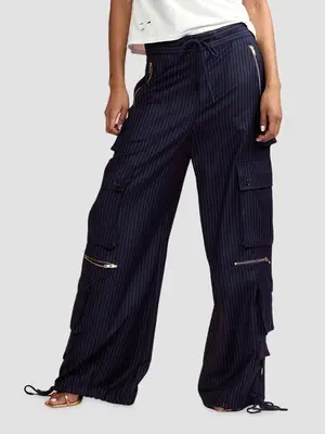 Cynthia Rowley Pinstriped Cargo Pants - Navy