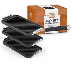 YUKON GLORY Sear 'n Serve Set Of 3 Cast Iron Gr Ll Pans - One-color