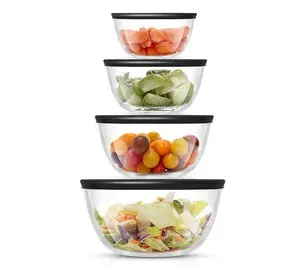 JOYJOLT Set Of 4 Glass Mixing Bowls With Lids - One-color