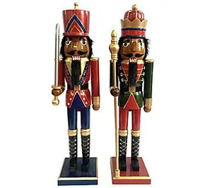 SANTA'S WORKSHOP 24' Black King & Guard Nutcrac Ker, Set Of 2 - One-color