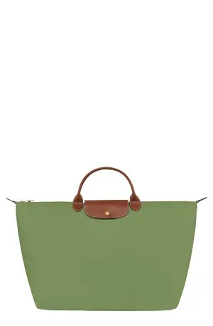 Longchamp Large Le Pliage Green Recycled Canvas Travel Bag
