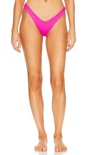 KULANI KINIS Y Cheeky Bikini Bottom - Flamingo Pink Ribbed
