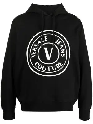 Versace Logo-print Cotton Hoodie - Black