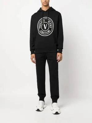 Versace Logo-print Cotton Hoodie - Black