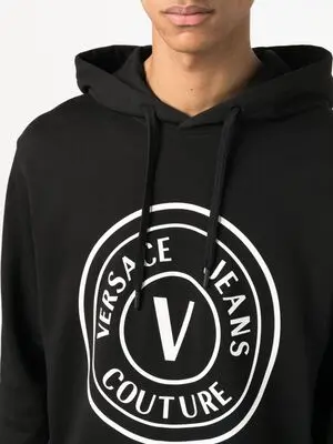 Versace Logo-print Cotton Hoodie - Black