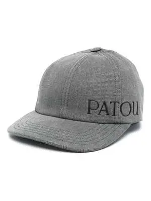 Patou Embroidered Logo Denim Cap - Grey