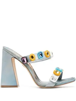 Roberto Cavalli Crystal-embellished Graphic-print Sandals