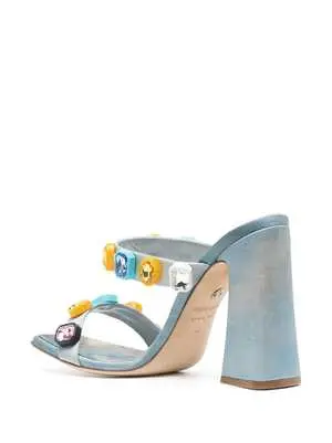 Roberto Cavalli Crystal-embellished Graphic-print Sandals