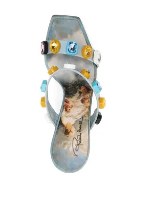 Roberto Cavalli Crystal-embellished Graphic-print Sandals