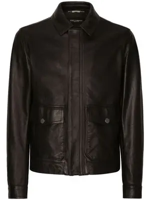 Dolce & Gabbana Collared Leather Coat