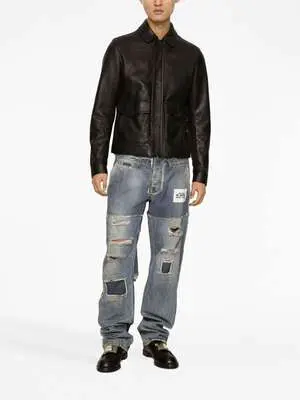 Dolce & Gabbana Collared Leather Coat