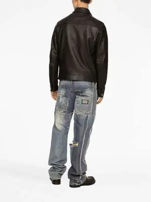 Dolce & Gabbana Collared Leather Coat