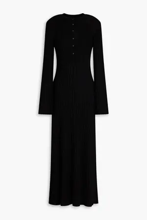 Loulou De Saison Elia Ribbed Wool And Cashmereblend Maxi Dress - Black