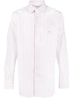 Etro Logo-embroidered Striped Shirt - Neutrals