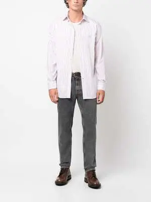 Etro Logo-embroidered Striped Shirt - Neutrals