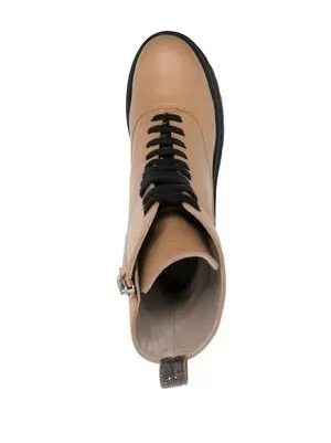Fabiana Filippi Round-toe Leather Ankle Boots - Neutrals