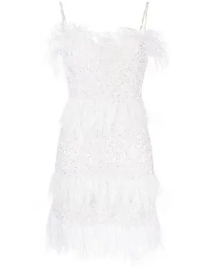 Rachel Gilbert Frenchy Feather Minidress - White