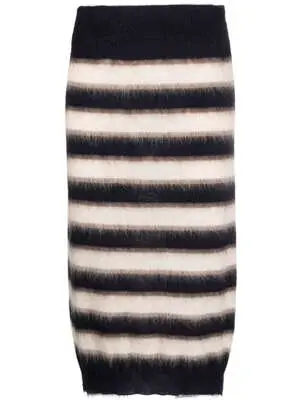 Brunello Cucinelli Striped Knitted Midi Skirt