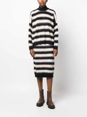 Brunello Cucinelli Striped Knitted Midi Skirt