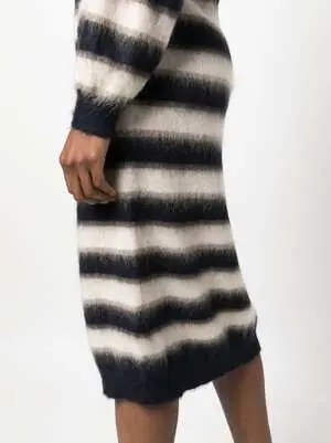 Brunello Cucinelli Striped Knitted Midi Skirt