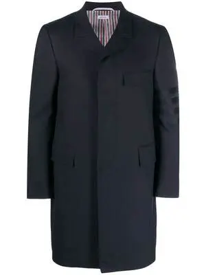 Thom Browne Stripe-detail Single-breasted Coat - Blue