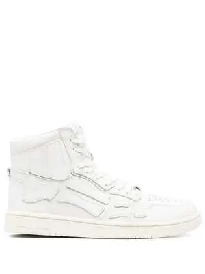 Amiri Skel Appliqué Leather High-top Sneakers - White