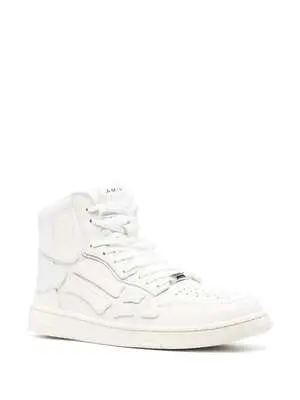 Amiri Skel Appliqué Leather High-top Sneakers - White