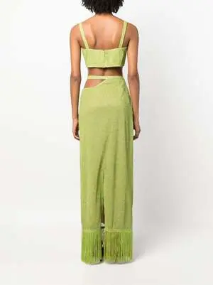 RAYANE BACHA Cut-out Metallic Maxi Dress