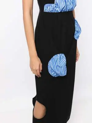 ENFOLD Striped-panel Midi Dress