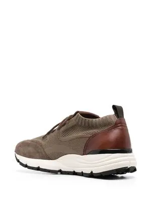 SCAROSSO Knitted-upper Leather Sneakers - Brown