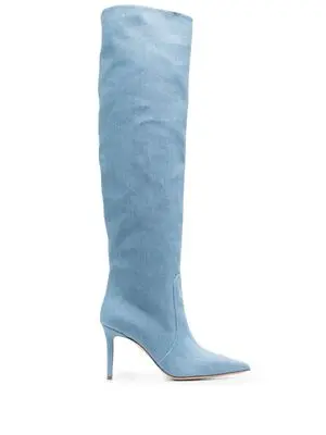 SCAROSSO Denim 85mm Thigh-high Boots