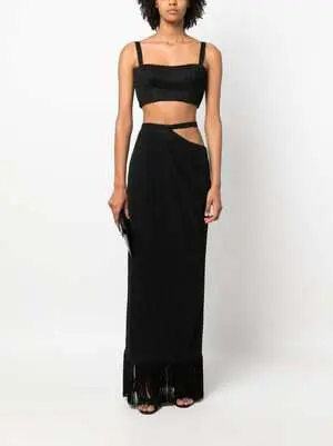 RAYANE BACHA Cut-out Metallic Maxi Dress Set