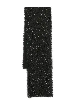 Faliero Sarti Crystal-embellished Frayed Scarf - Black
