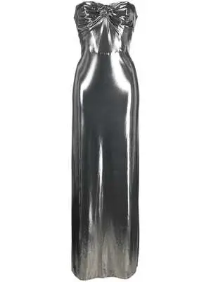 Magda Butrym Strapless Metallic Maxi Dress - Silver