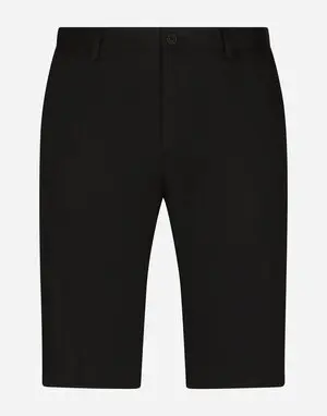 Dolce & Gabbana Stretch Cotton Tailored Shorts With Dg Patch