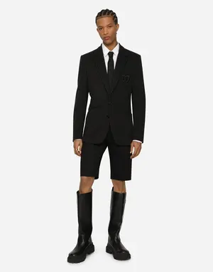Dolce & Gabbana Stretch Cotton Tailored Shorts With Dg Patch