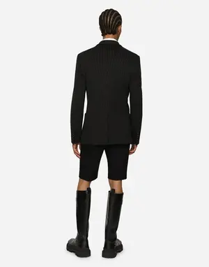 Dolce & Gabbana Stretch Cotton Tailored Shorts With Dg Patch