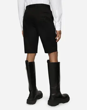 Dolce & Gabbana Stretch Cotton Tailored Shorts With Dg Patch