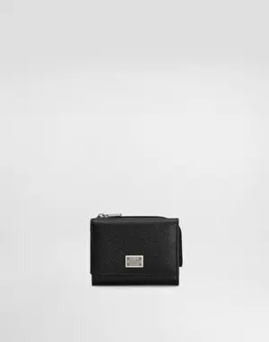 Dolce & Gabbana Calfskin French-flap Wallet With Logo Tag - Black