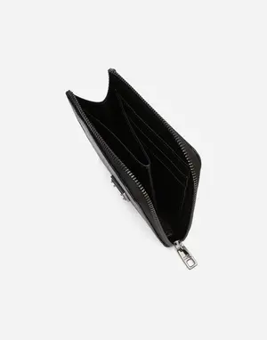 Dolce & Gabbana Calfskin Card Holder With Branded Plate - Black
