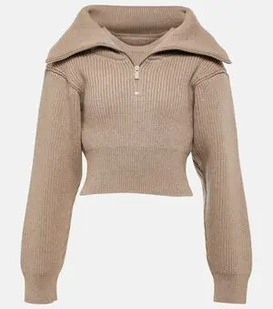 Jacquemus Le Maille Risoul Cropped Wool Sweater - Brown