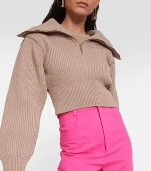 Jacquemus Le Maille Risoul Cropped Wool Sweater - Brown