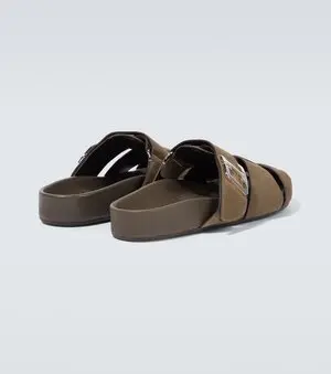 CHRISTIAN LOUBOUTIN Embellished Suede Mules - Brown