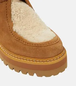 See By Chloé Shearling-trimmed Suede Ankle Boots