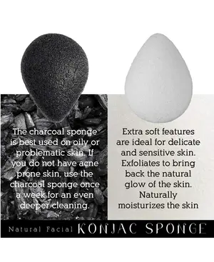 PURSONIC Natural Facial Konjac Sponge Duo Set