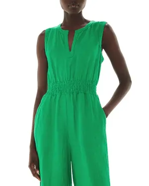 Whistles Melanie Linen Jumpsuit - Green