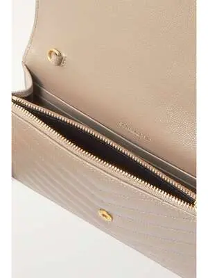 Saint Laurent Cassandre Envelope Chain Matelassé Textured-leather Bag - Beige