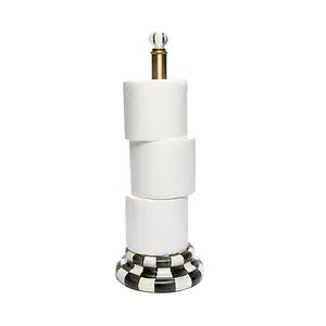 MACKENZIE-CHILDS Courtly Check Enamel Toilet Tissue Holder - Black/white