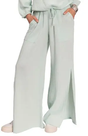 EVERYDAY RITUAL Everyday Ritual Riley Cotton Gauze Split Hem Pants Mint